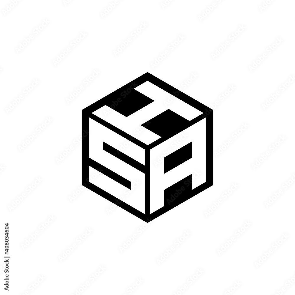 SAH letter logo design with white background in illustrator, cube logo ...