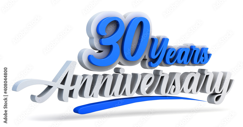 30th anniversary celebration logo in blue and white color isolated on ...