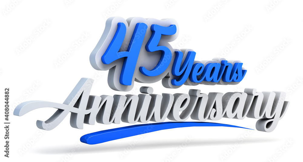 45th anniversary celebration logo in blue and white color isolated on ...
