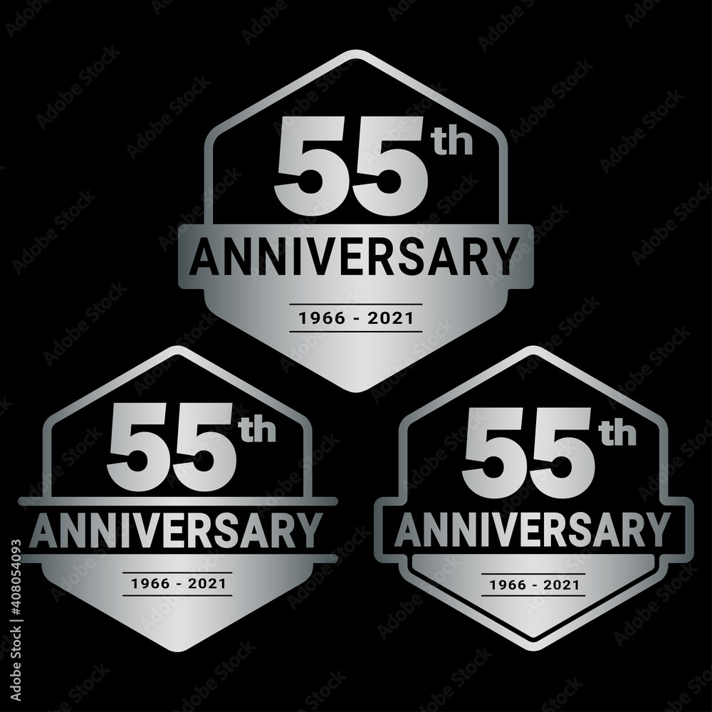 55 years anniversary set. 55th celebration logo collection. Vector and ...
