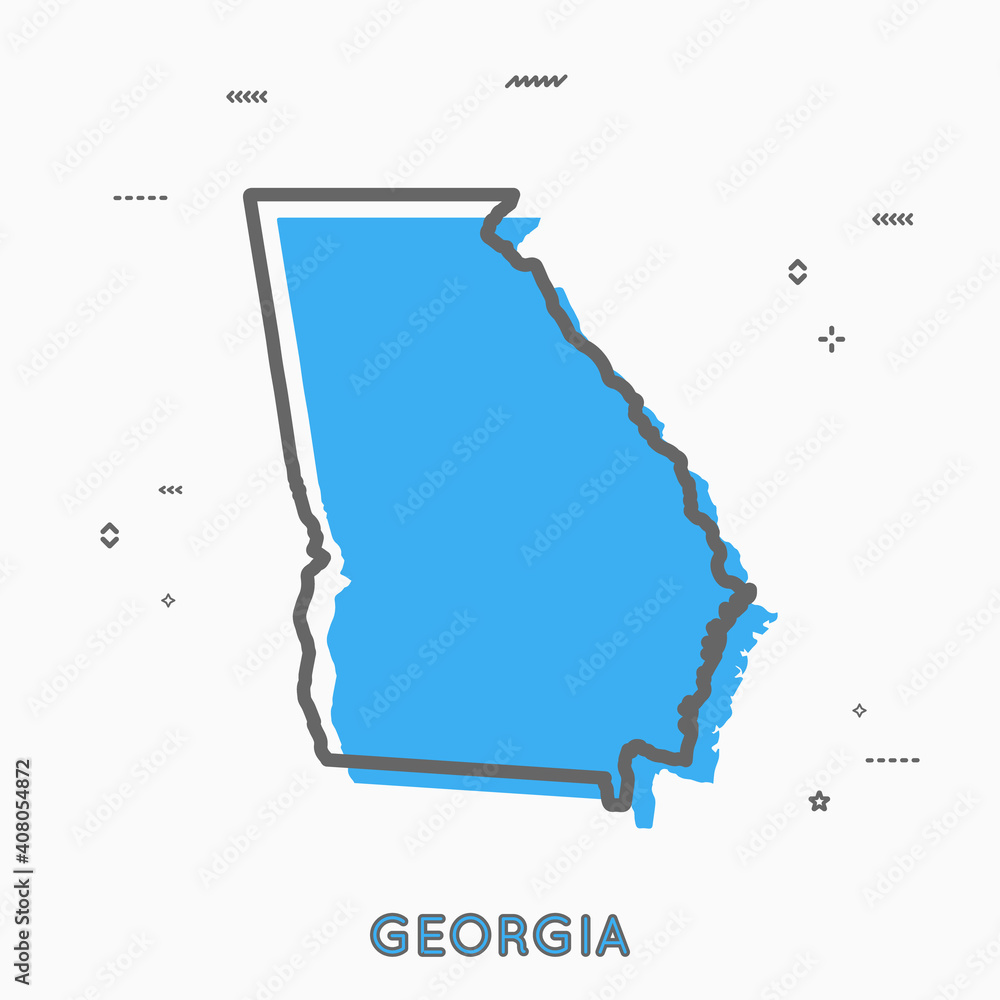Georgia map in thin line style. Georgia infographic map icon with small ...
