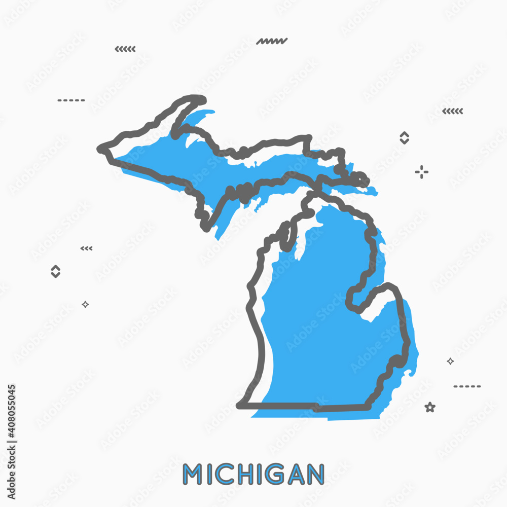 Michigan map in thin line style. Michigan infographic map icon with ...