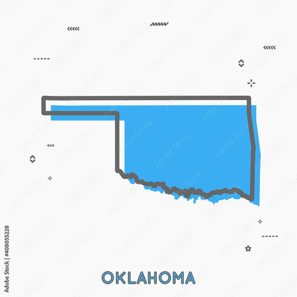 Oklahoma map in thin line style. Oklahoma infographic map icon with ...