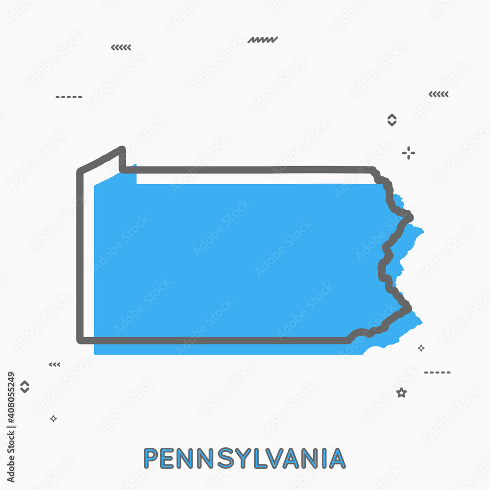 Pennsylvania map in thin line style. Pennsylvania infographic map icon ...