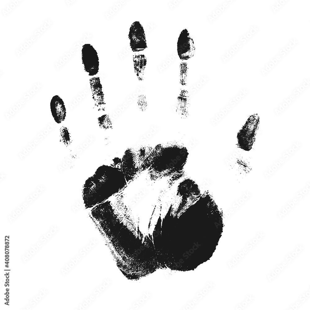 Female vector palm imprint. Unique adult human left handed handprint ...