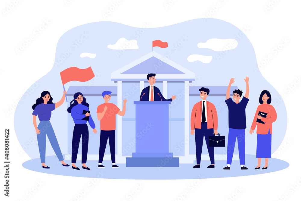 Minister speaking before audience at parliament government building ...