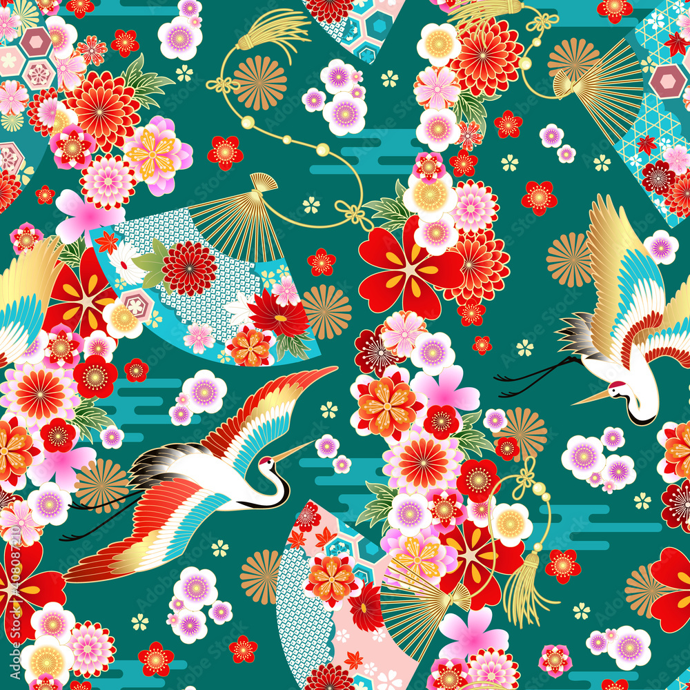 Poster Seamless wallpaper with fans – Wall Art | UkPosters