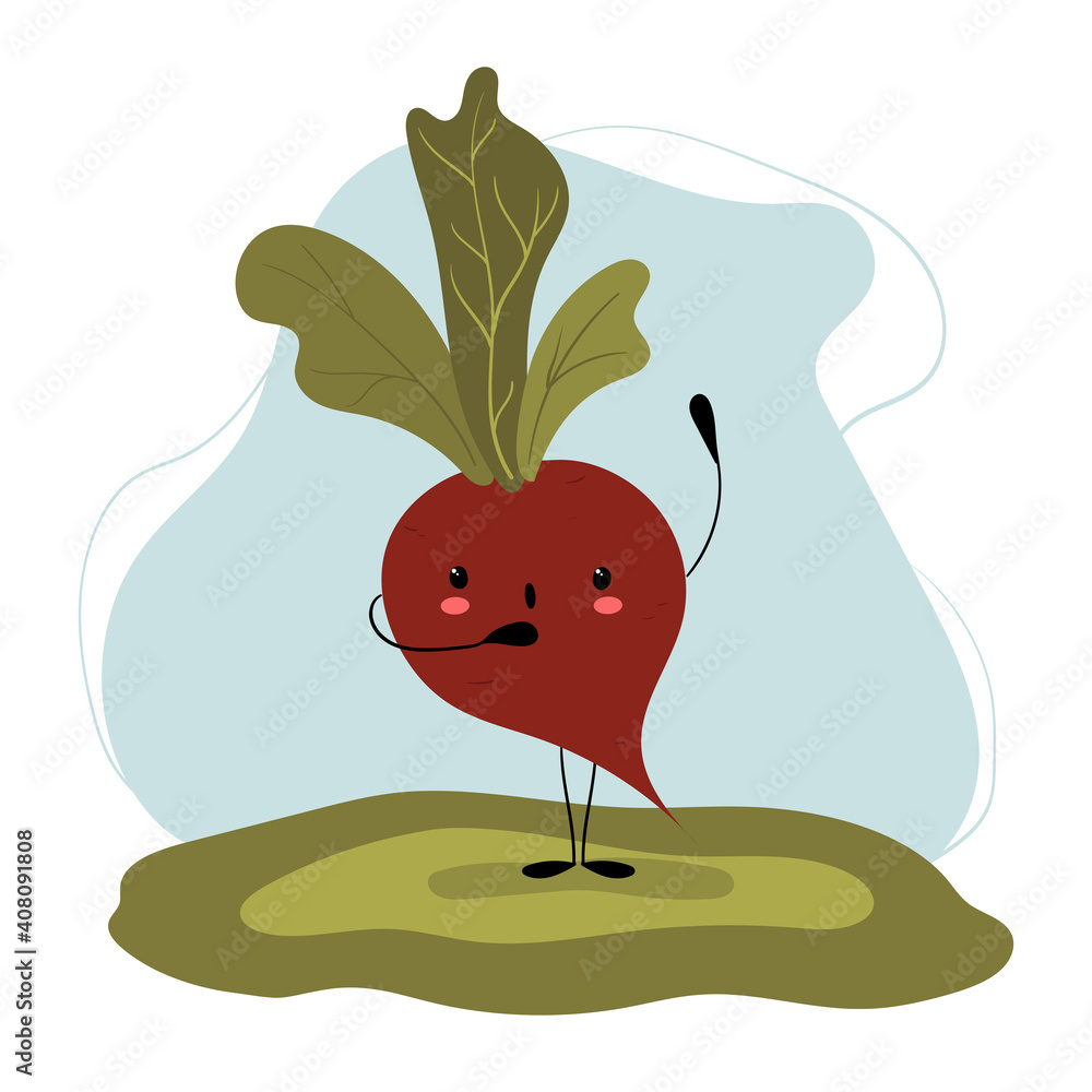 Cute vector illustration of beet character isolated on white background ...