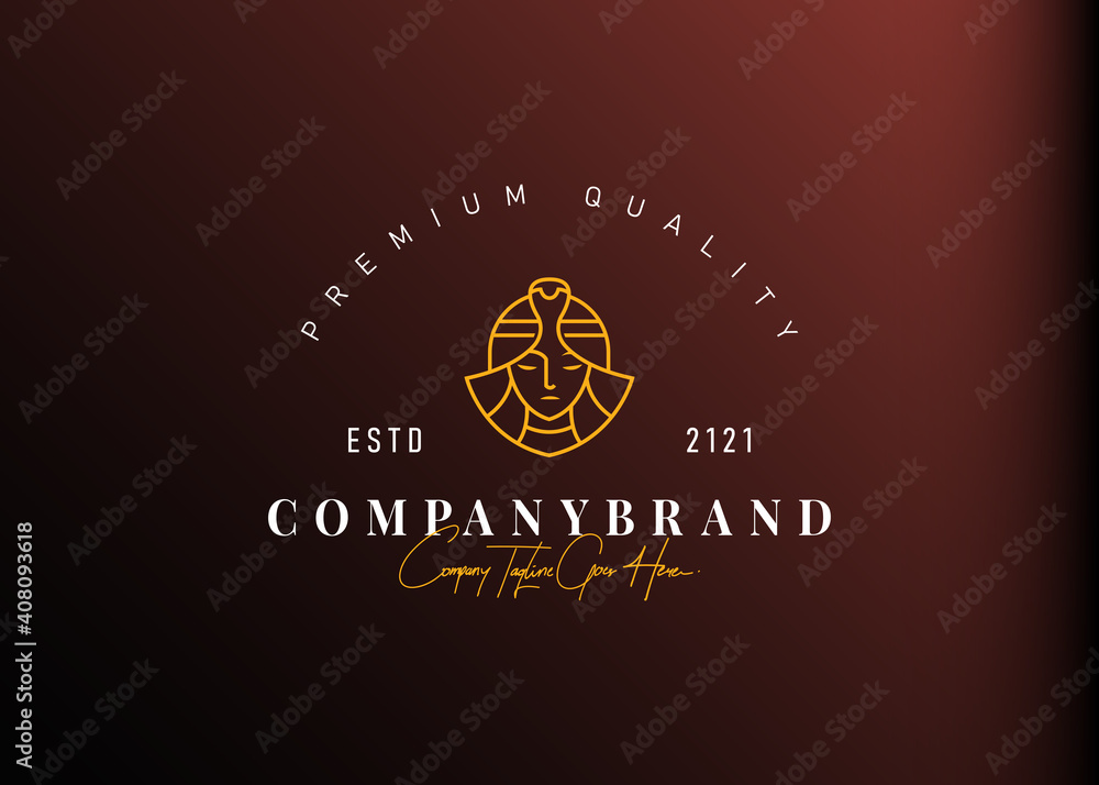 Cleopatra of egypt logo design. Vector illustration of ancient queen of ...