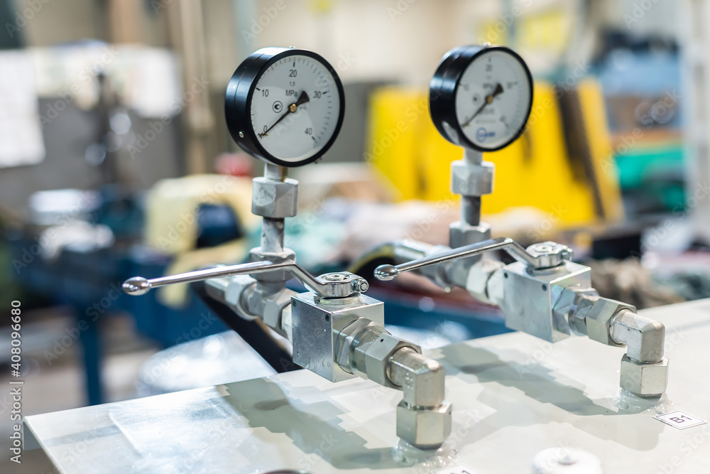 Pressure gauge in the hydraulic control system for powering equipment ...