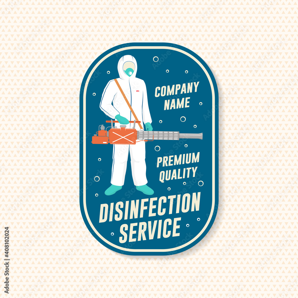 Disinfection and cleaning services badge, logo, emblem. Vector. For ...