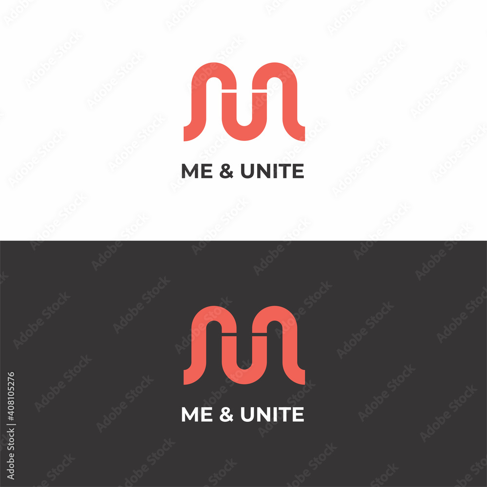 Logo sign unite concept with letter m and u Stock Vector | Adobe Stock