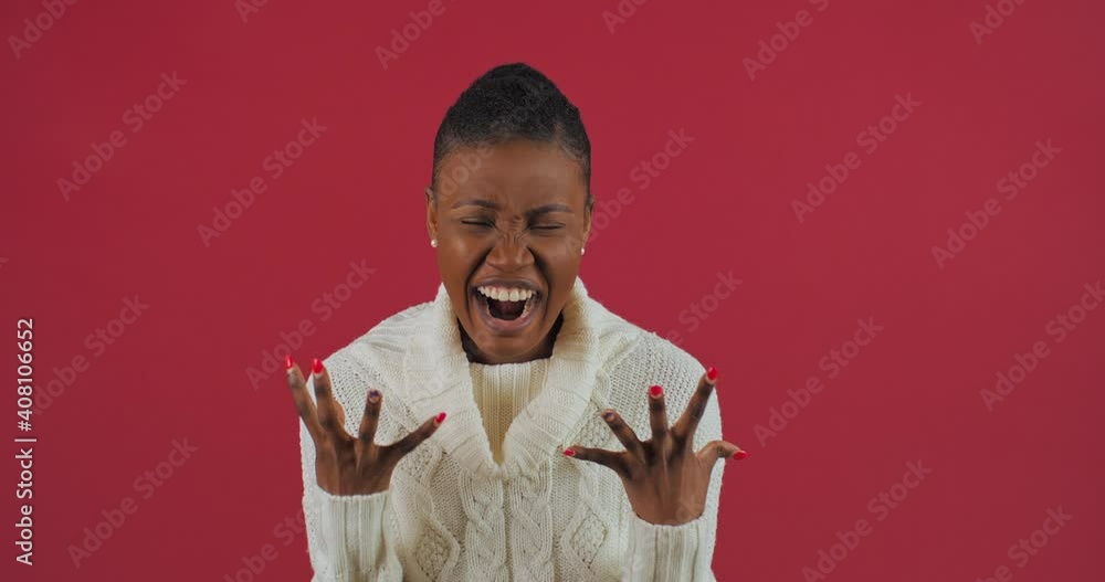 Portrait of female sad vexed face human emotions evil rejection ...