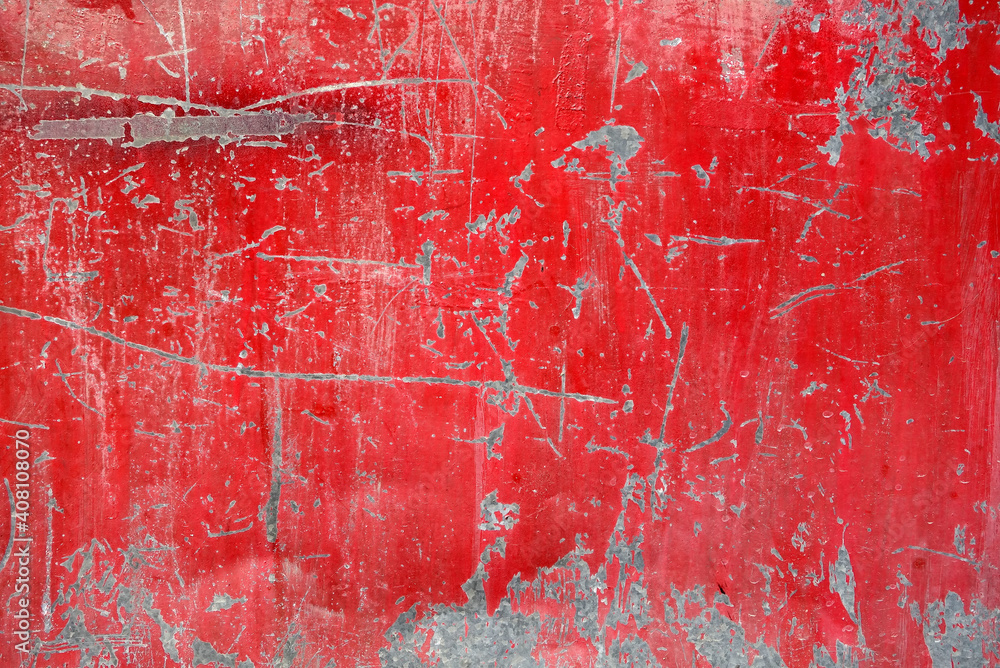 many scratch on red paint grunge metal plate texture for background ...