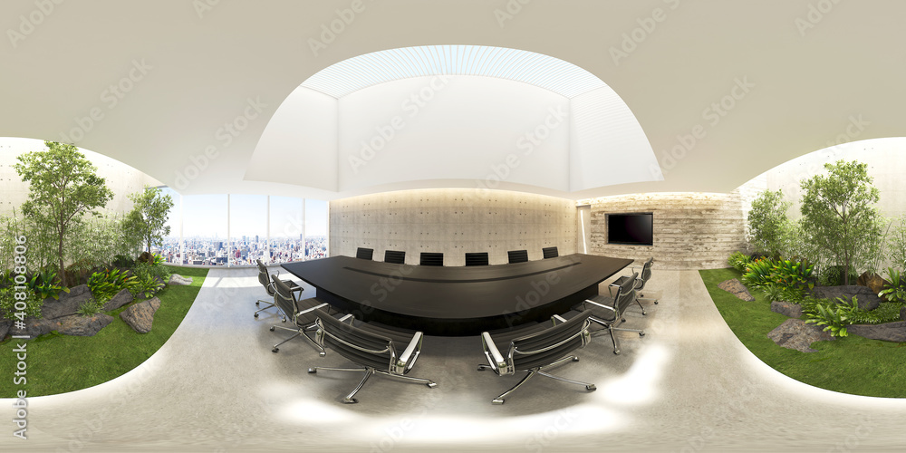 360 spherical panorama view of meeting room in office.3d rendering ...