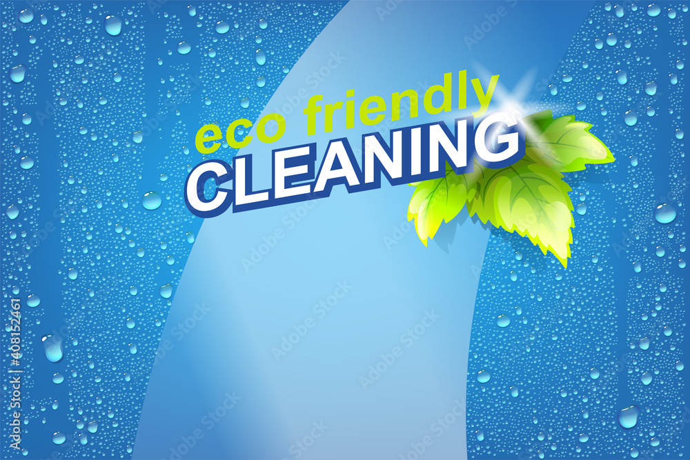 Eco Friendly Cleaning Concepr. Vector Blue Wet Realistic Background ...