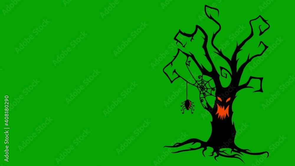 Creepy Halloween Tree Green Screen 4K Loop features a creepy dead tree ...