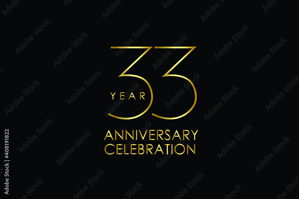 Luxury Black Gold 33 years anniversary, minimalist logo years, jubilee ...