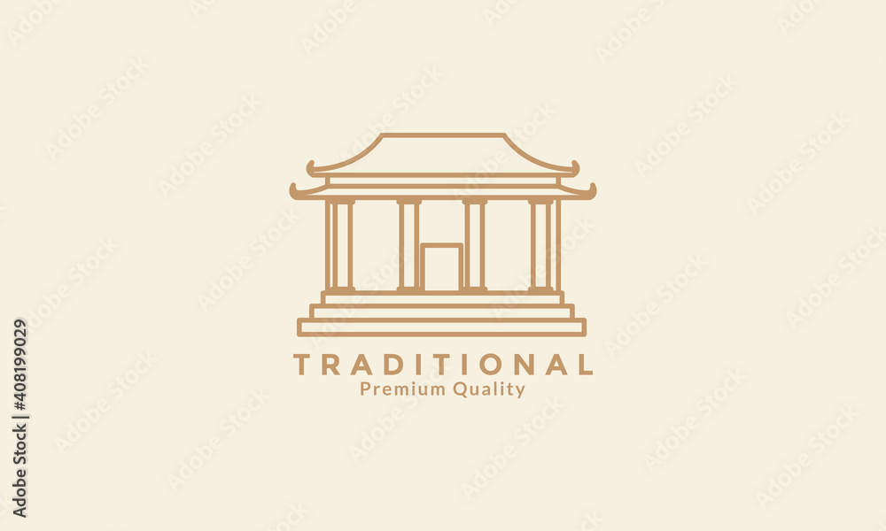 traditional line gate vintage logo symbol icon vector graphic design ...