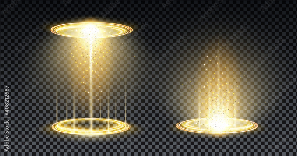 Gold hologram portal. Magic fantasy portal. Magic circle teleport ...
