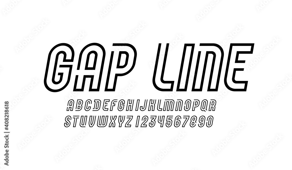 Font from black line with gap, trendy modern alphabet sans serif ...