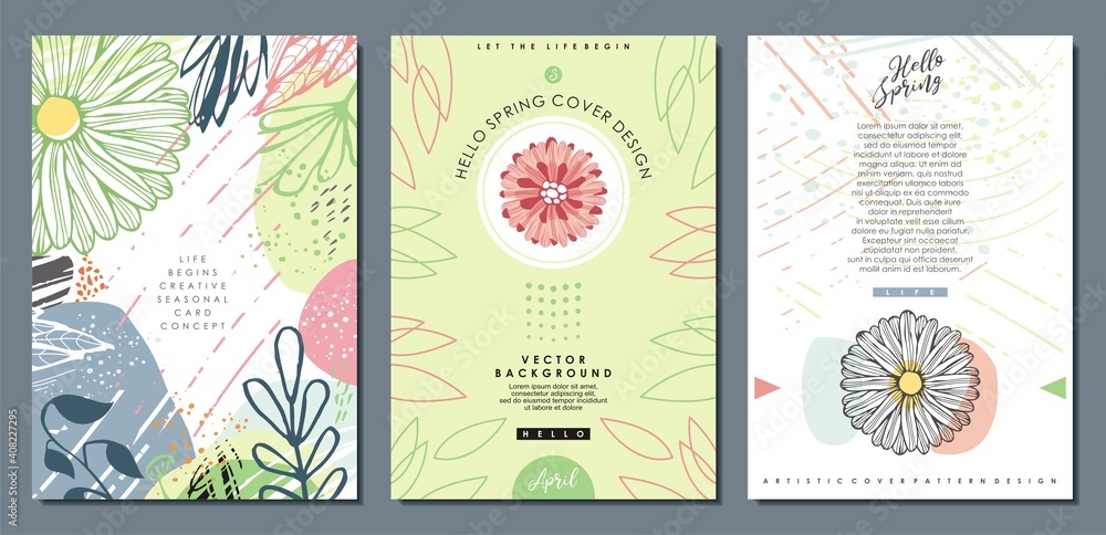 Floral patterns and cover templates. Wedding and anniversary cards and ...