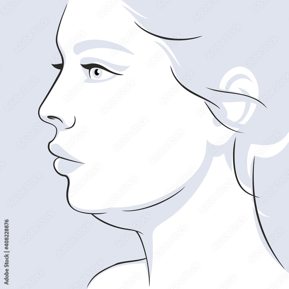 Woman profile, double chin before. Woman face. Vector illustration ...