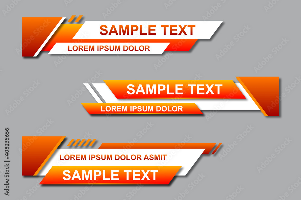 Three geometric lower third banners set design. Modern geometric lower ...
