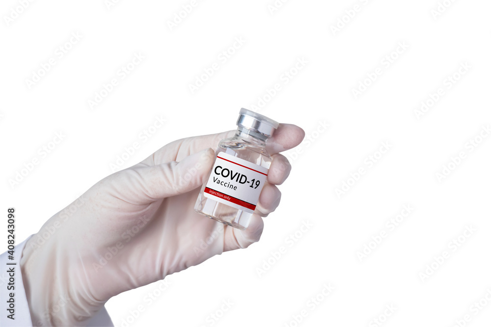 coronavirus COVID-19 vaccine and immunization concept. hand in white ...