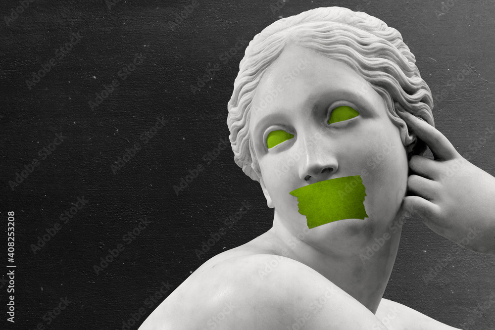 Ancient Greek marble sculpture taped lips aesthetic background Stock ...