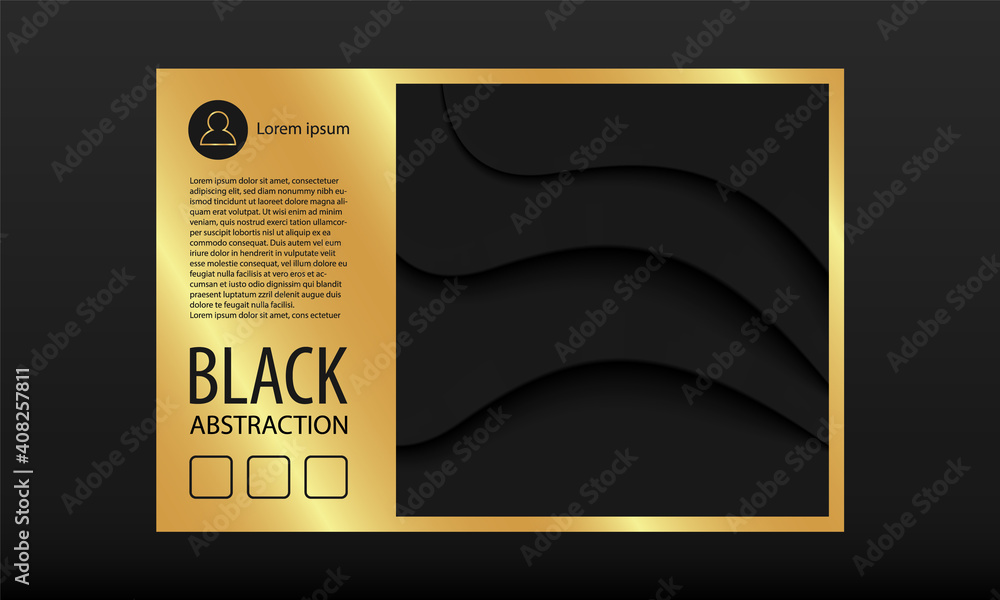 Gold and Black Neomorphism background. Vector dark random waves in ...