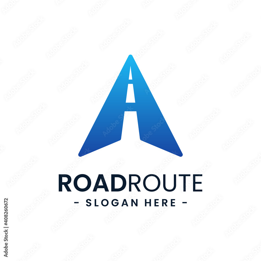 Letter A for road route logo design template. Concept of destination ...