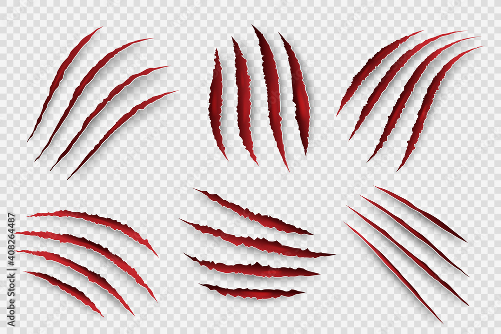 Tiger scratches. Danger scary claw symbols for horrors monster paws ...