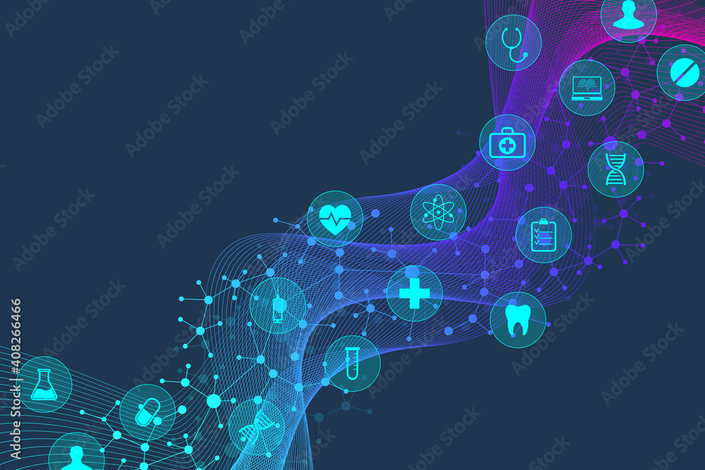 Medical abstract background with health care icons. Medical technology ...