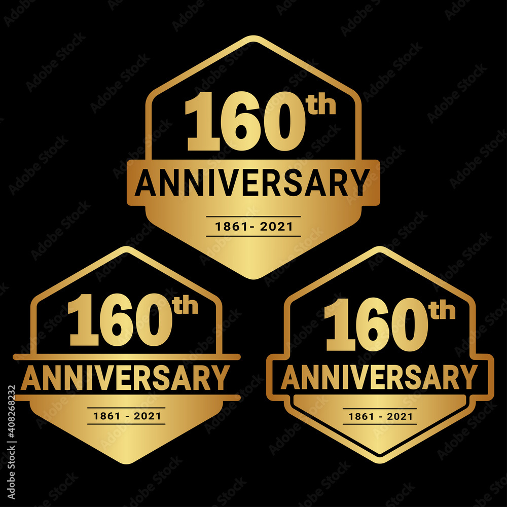 160 years anniversary set. 160th celebration logo collection. Vector ...