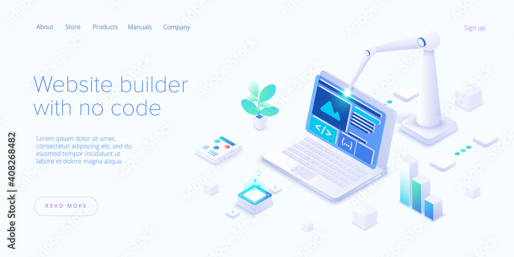 Website builder illustration in isometric vector design. Web ...
