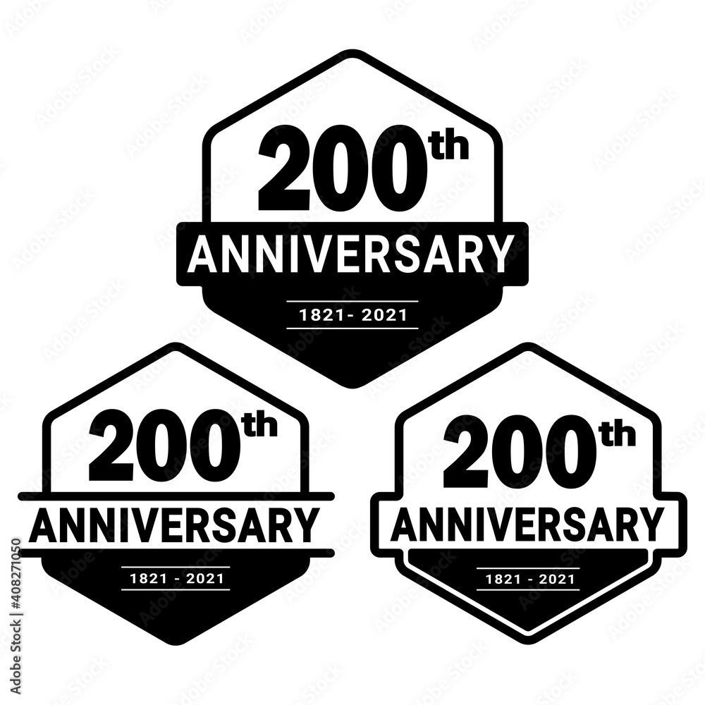 200 years anniversary set. 200th celebration logo collection. Vector ...