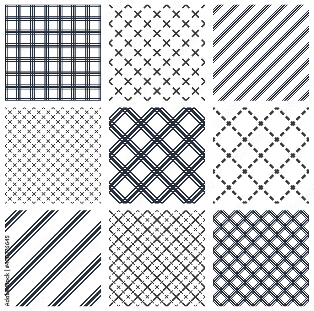 Minimal Simple Geometric Seamless Patterns Set Vector Abstract Backgrounds With Lines And
