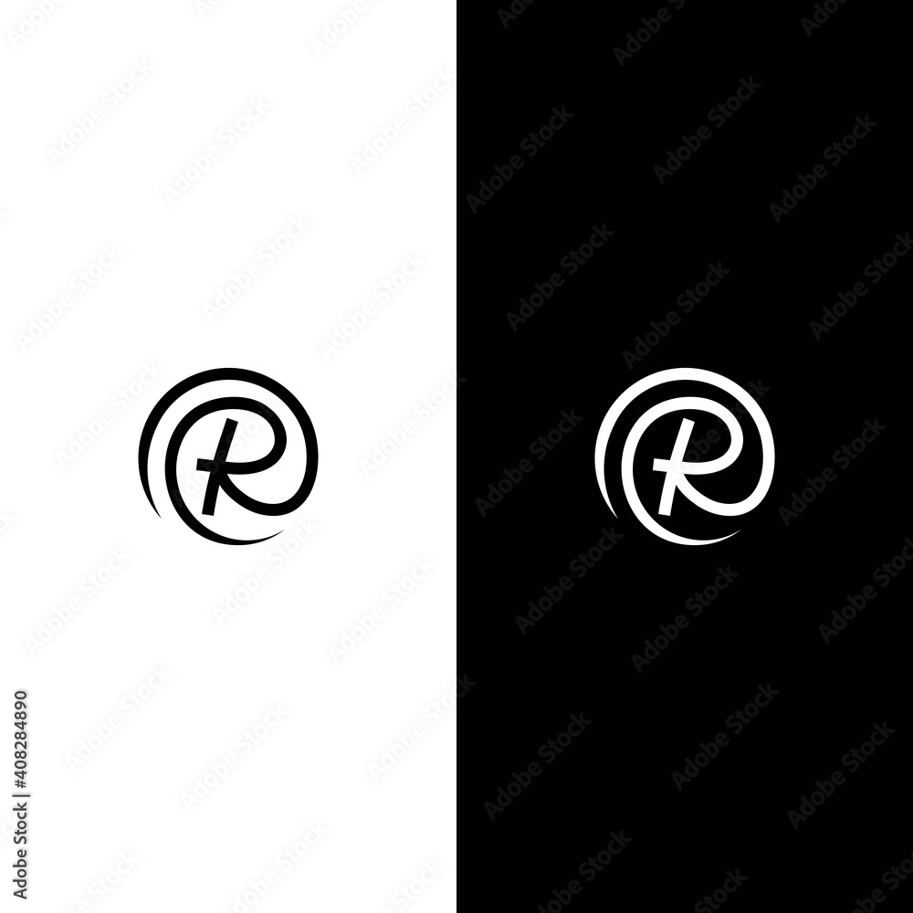 Letter R loop spiral .Vactor icon logo R shape circle. initial R inside ...