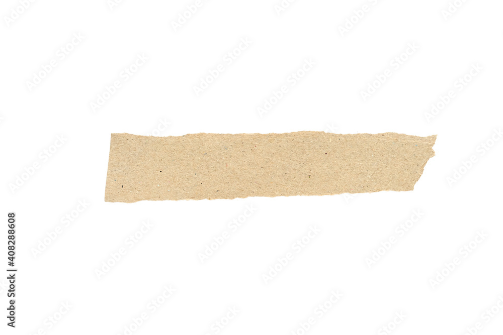 Recycled paper craft stick on a white background. Brown paper torn or ...