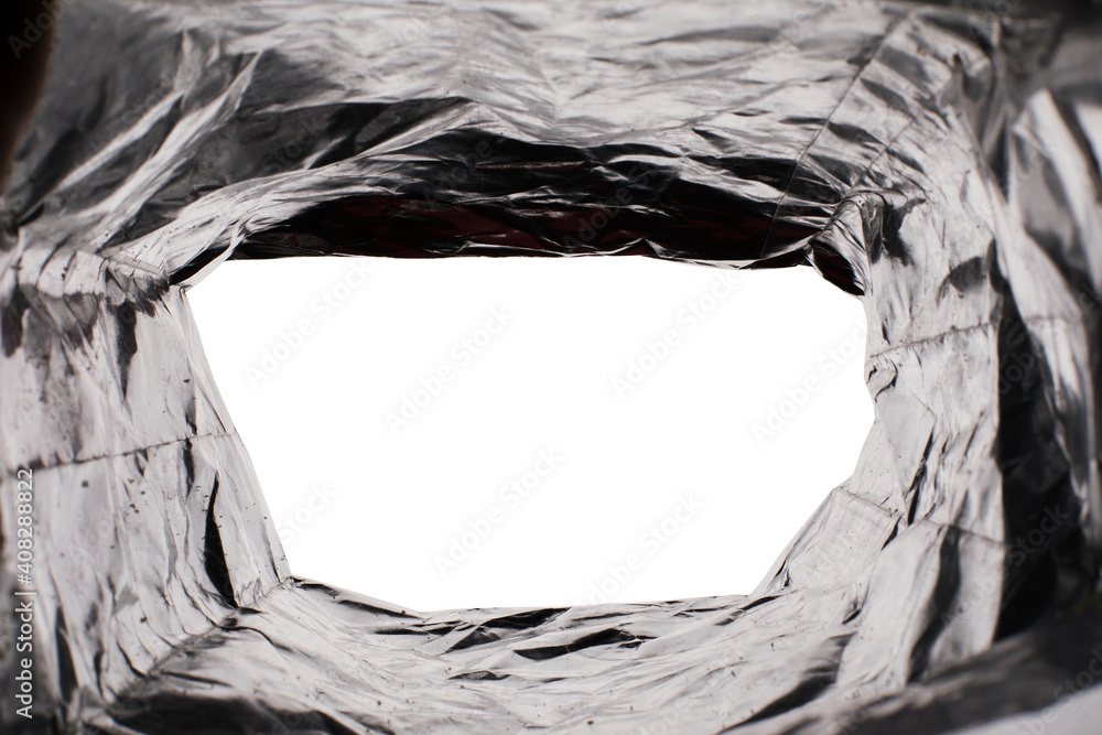 View from inside a snacks bag, look from the inside of a chips bag ...