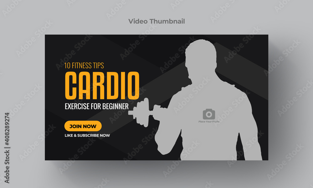 Fitness tips thumbnail design for any videos. Editable gym exercise ...