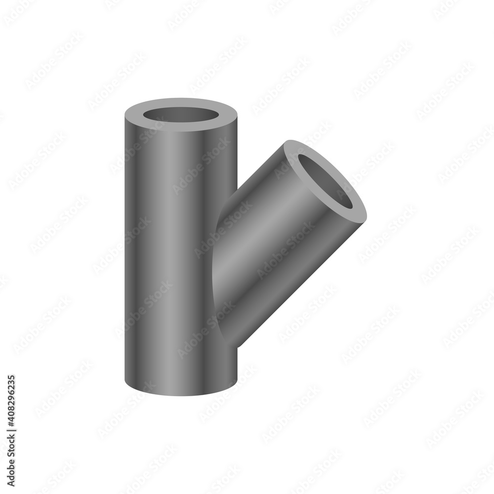 PVC plastic pipe fitting vector icon. 3 way 45 Degree (WYE) with slip ...