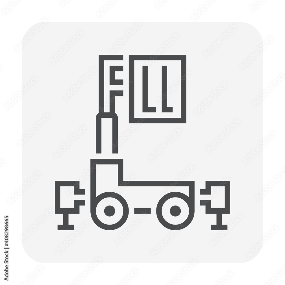Elevating lift, vertical small man lift or personal lift vector icon ...