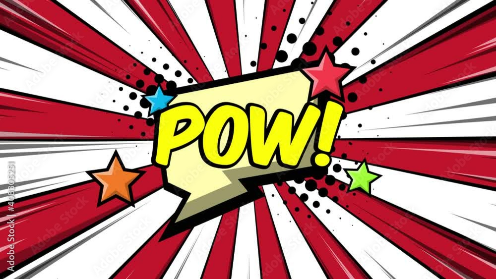 Comic book cartoon speech bubble with pow text. Cartoon pow text on ...