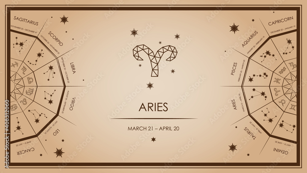 Aries, zodiac sign. Horoscopes, forecasts. Template and design of the ...