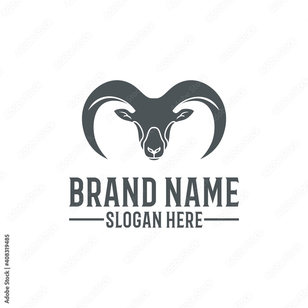 Horned Goat Head Logo design inspiration Stock Vector | Adobe Stock