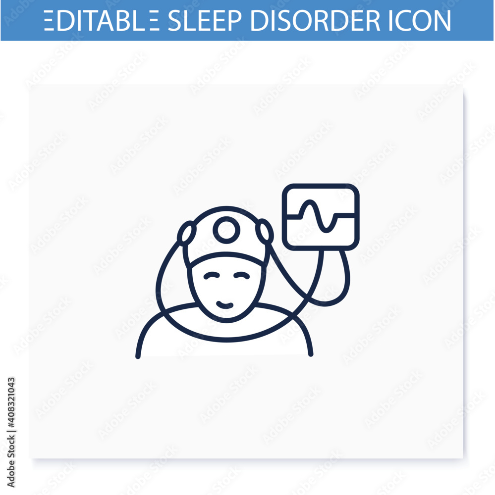 Electroencephalogram line icon. Sleep study. Brain, sleep examination ...