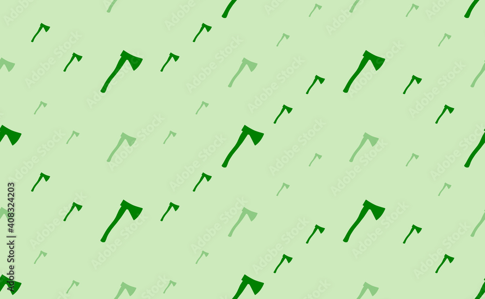 Seamless pattern of large and small green ax symbols. The elements are ...