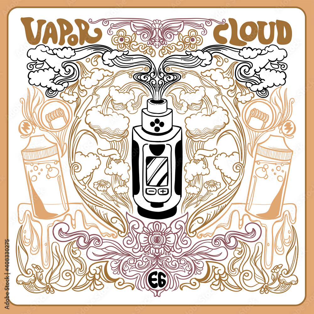 Freehand drawing Vaporizer or Electric Cigarette in adaptive acanthus ...